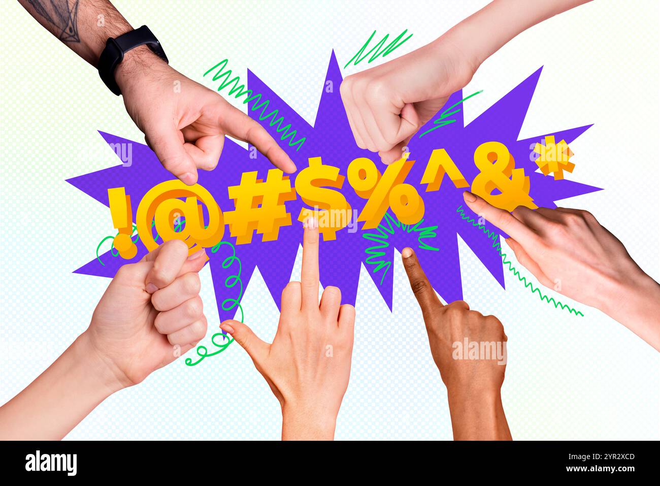 Composite trend artwork sketch image photo collage of group hands show ...