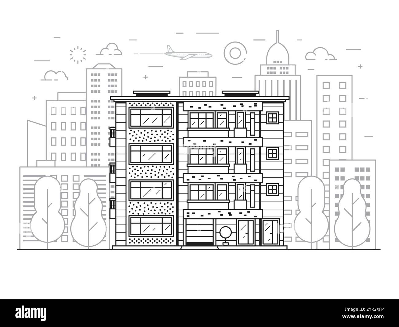 Residential Apartment Building House Illustration Stock Vector Image ...