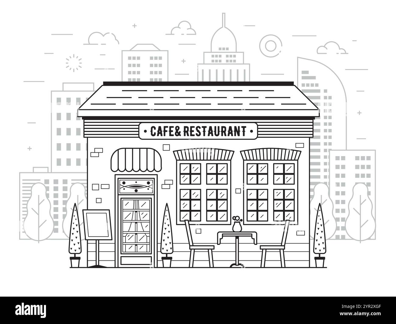 Cafe street black and white Cut Out Stock Images & Pictures - Alamy