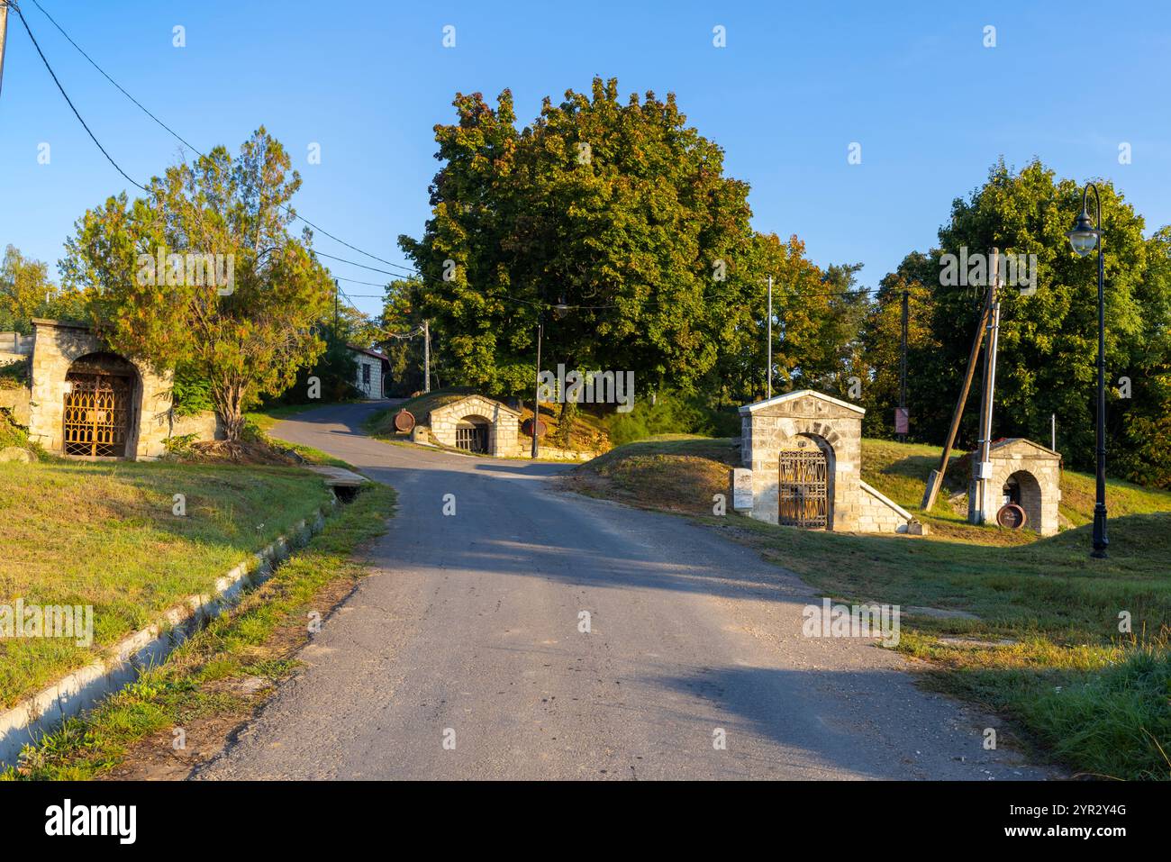 Traditional wine cellars in Tolcsva, Great Plain, North Hungary Stock ...