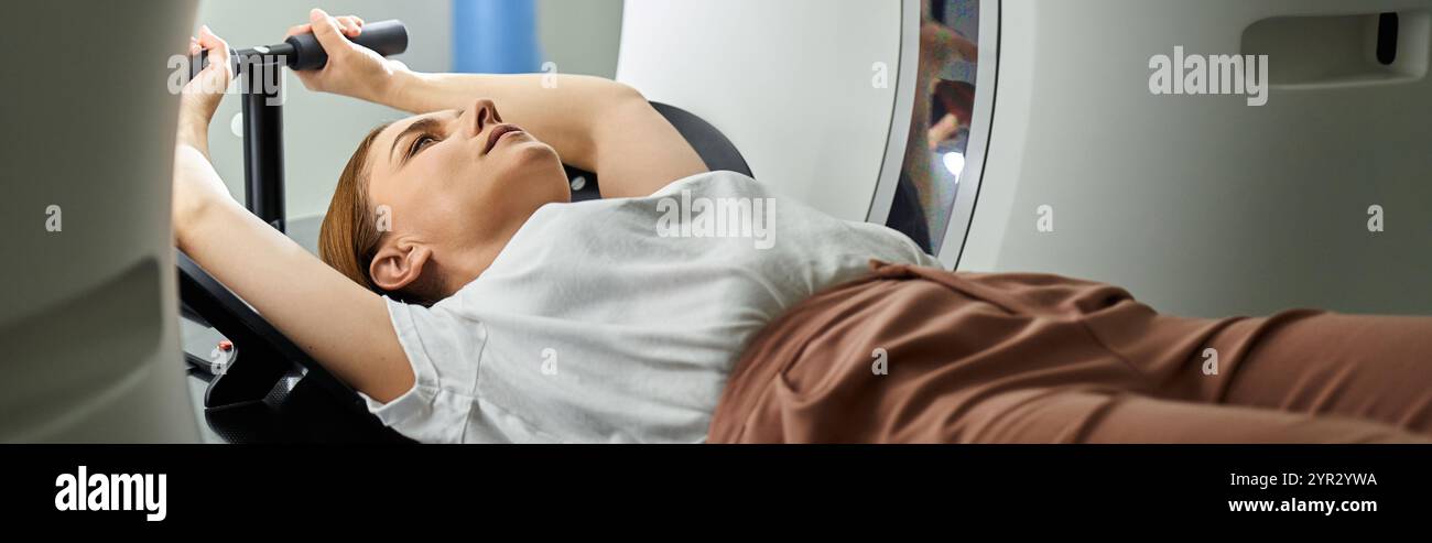 A patient positioned inside an MRI machine, ensuring comfort Stock ...