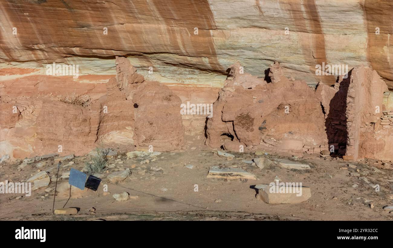 Aerial photograph of an ancient pueblo in Butler Wash near Bluff, San ...