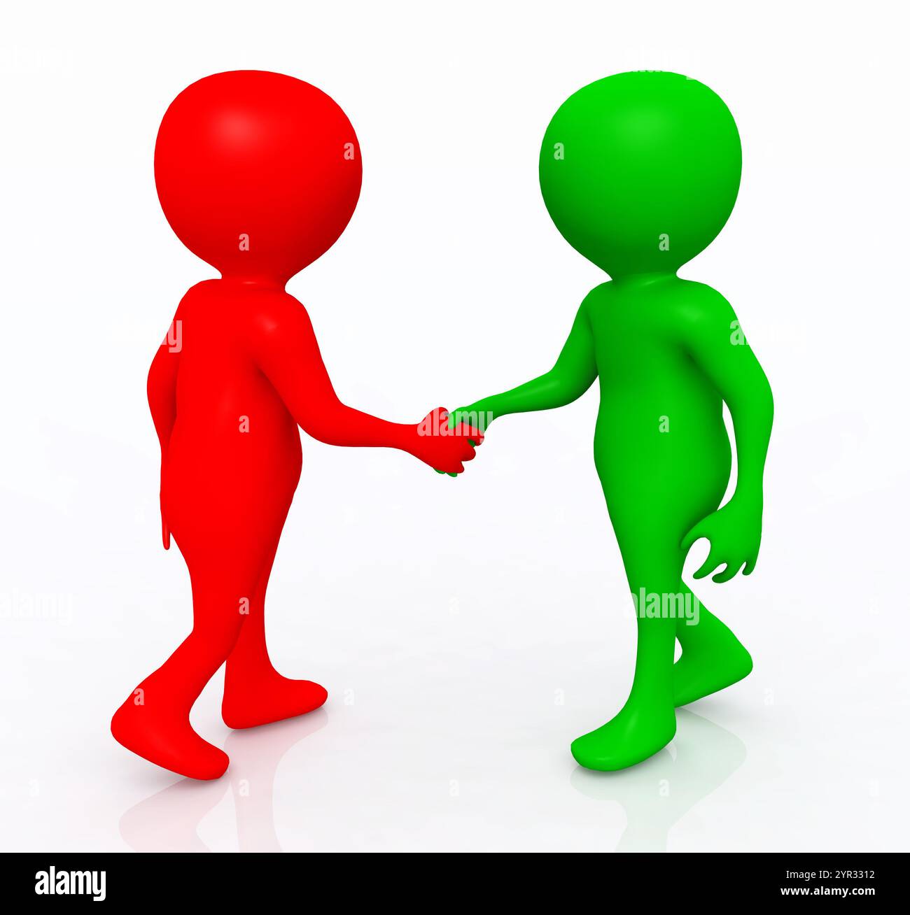 Shaking hands with 3D figures Stock Photo - Alamy