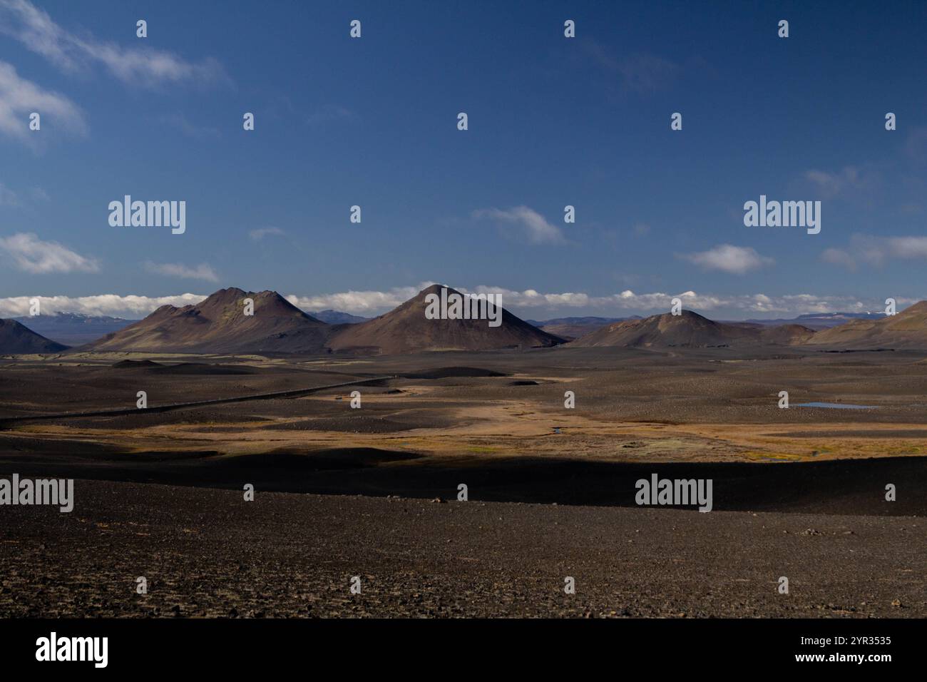 A breathtaking Icelandic landscape with towering mountains, fields, and ...