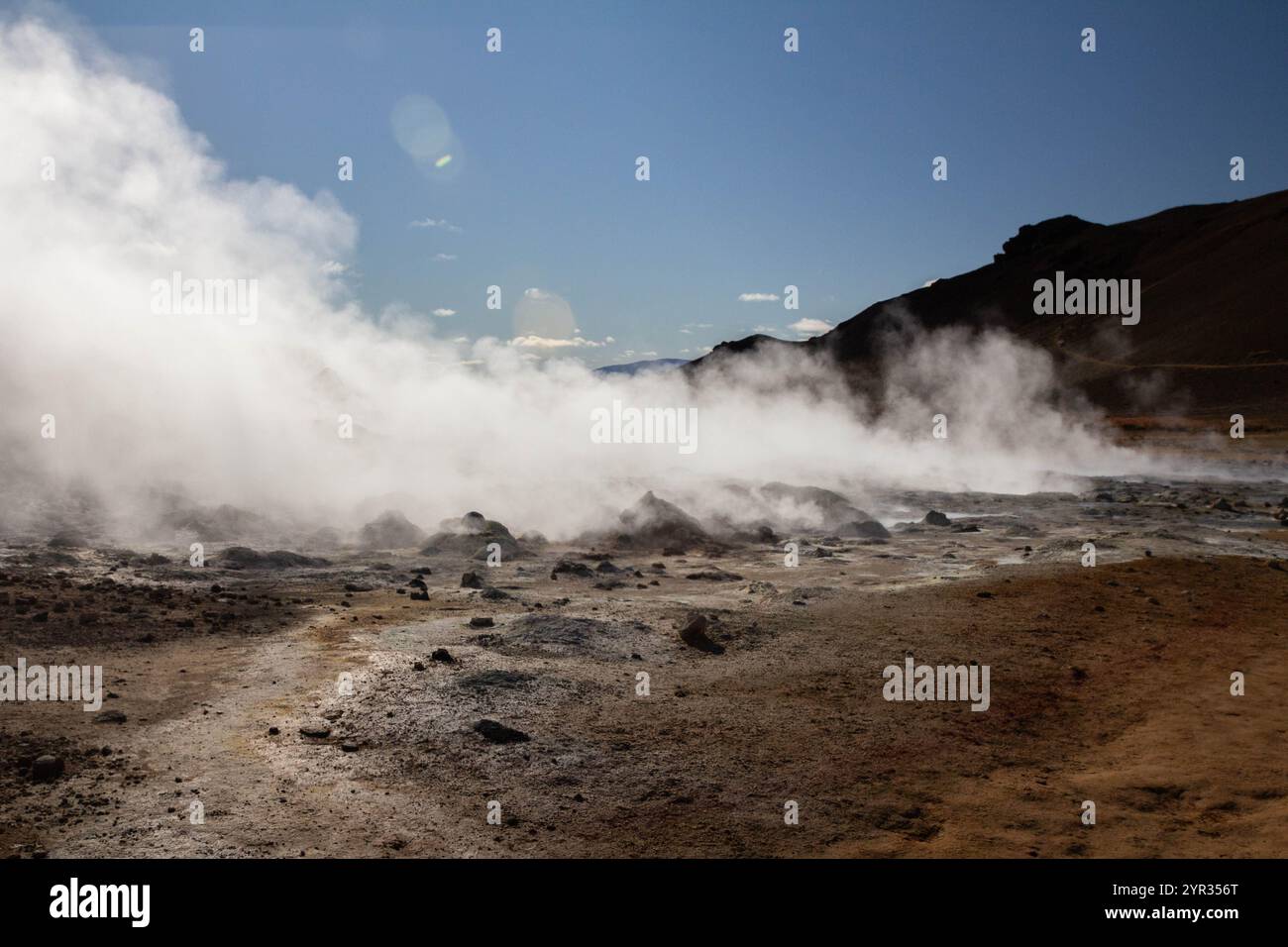 A powerful eruption from a geyser at Geyser Park in Iceland, showcasing ...