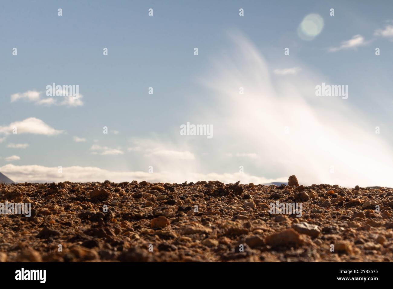 A powerful eruption from a geyser at Geyser Park in Iceland, showcasing ...