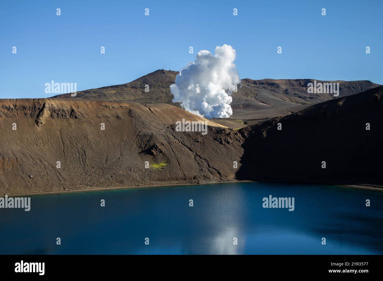 A powerful eruption from a geyser at Geyser Park in Iceland, showcasing ...