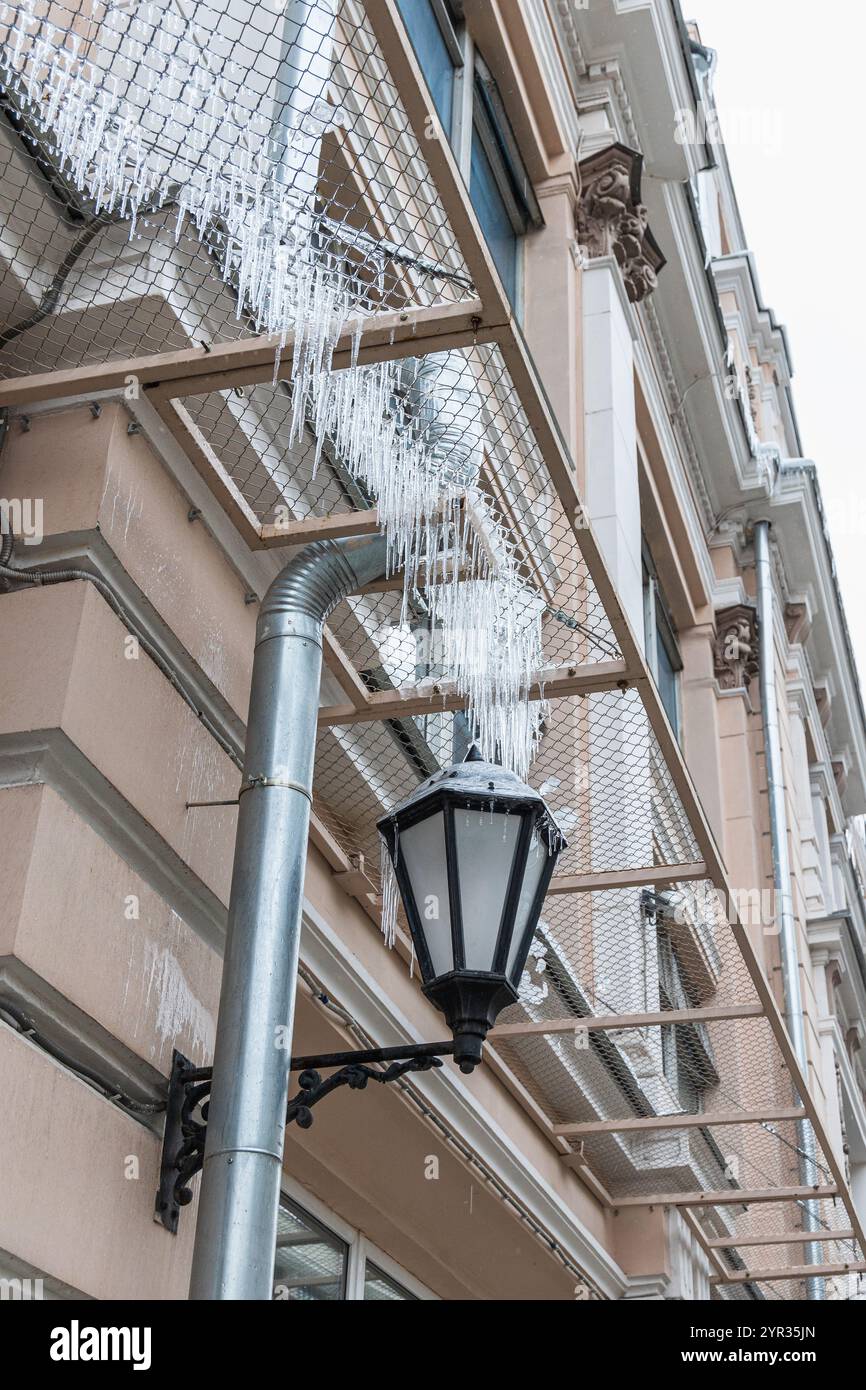 icicles on the office building Stock Photo - Alamy