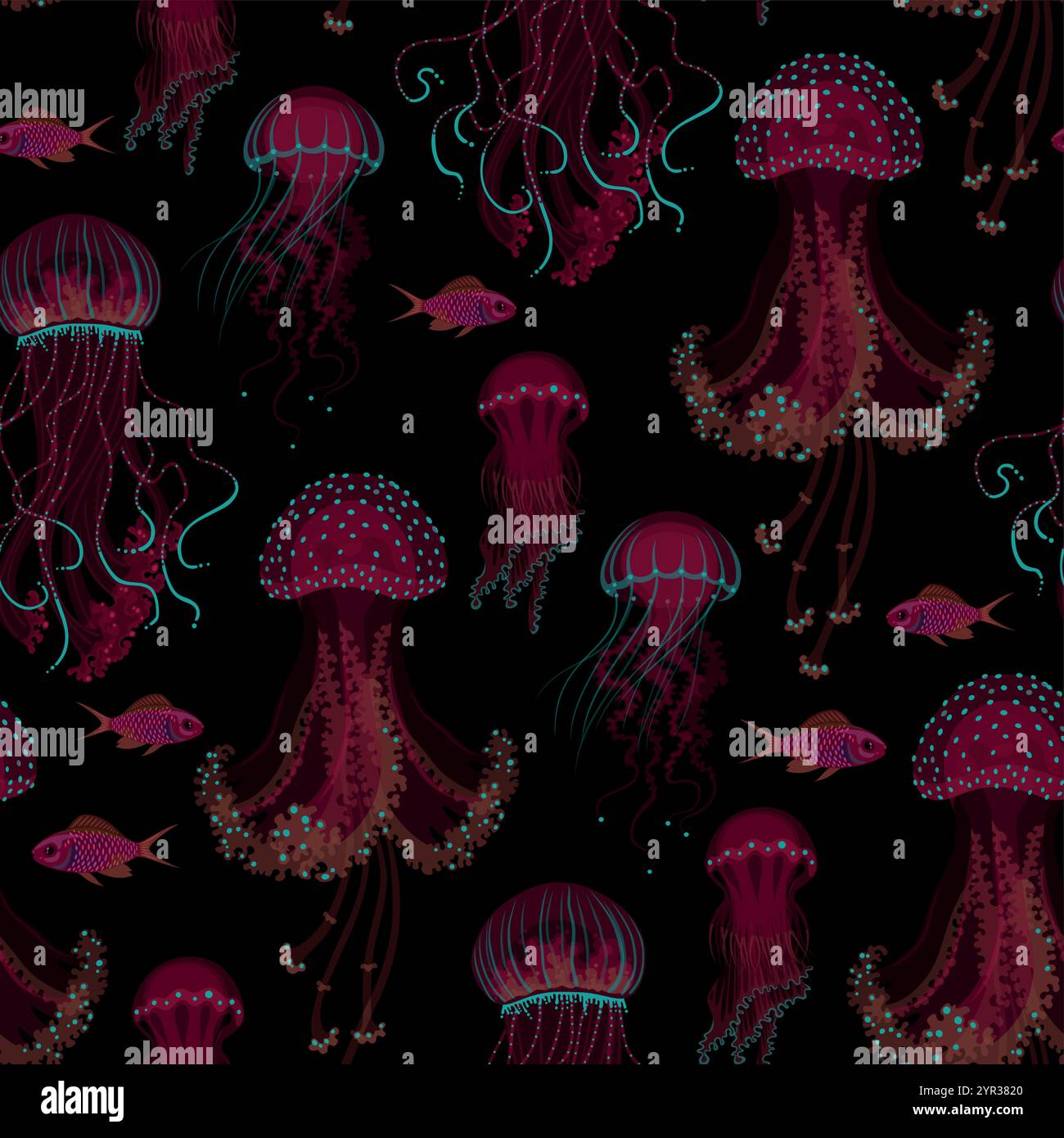 Vector seamless pattern with jellyfish Stock Vector Image & Art - Alamy