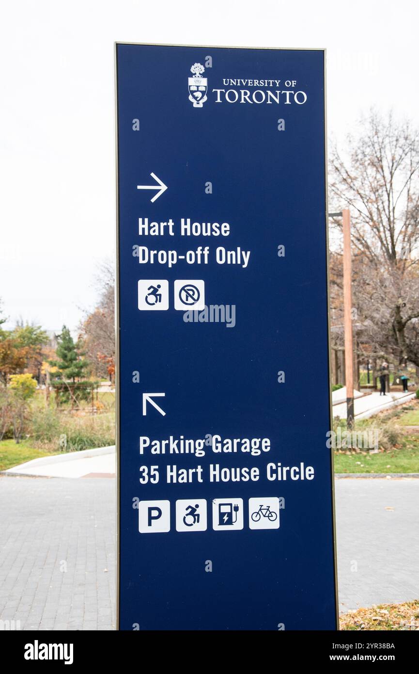 Directional sign to Hart House and parking at the University of Toronto ...