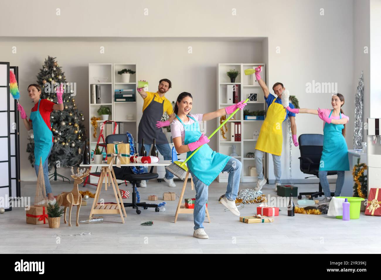 Portrait happy janitors cleaning hi-res stock photography and images ...