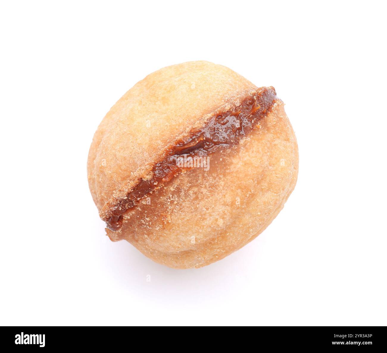 Sweet walnut shaped cookie with boiled condensed milk on white ...