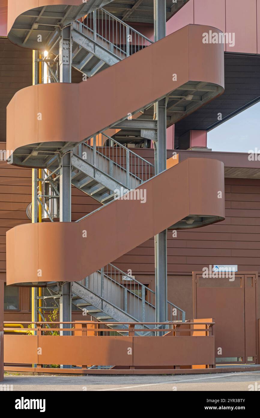 Emergency Exit External Steel Staircase Fire Escape at Modern Building ...