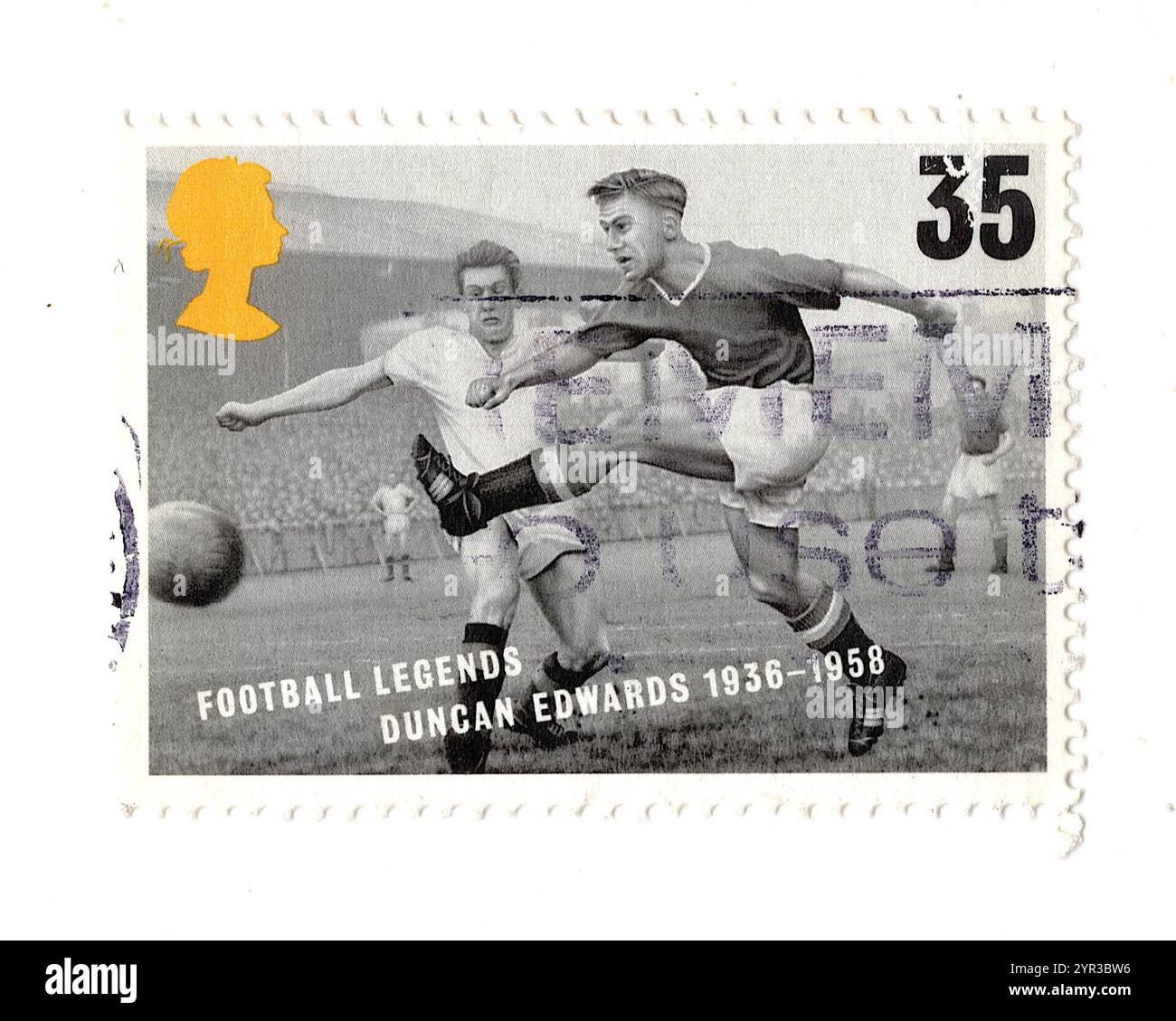A vintage postage stamp from Great Britain featuring Football Legend ...
