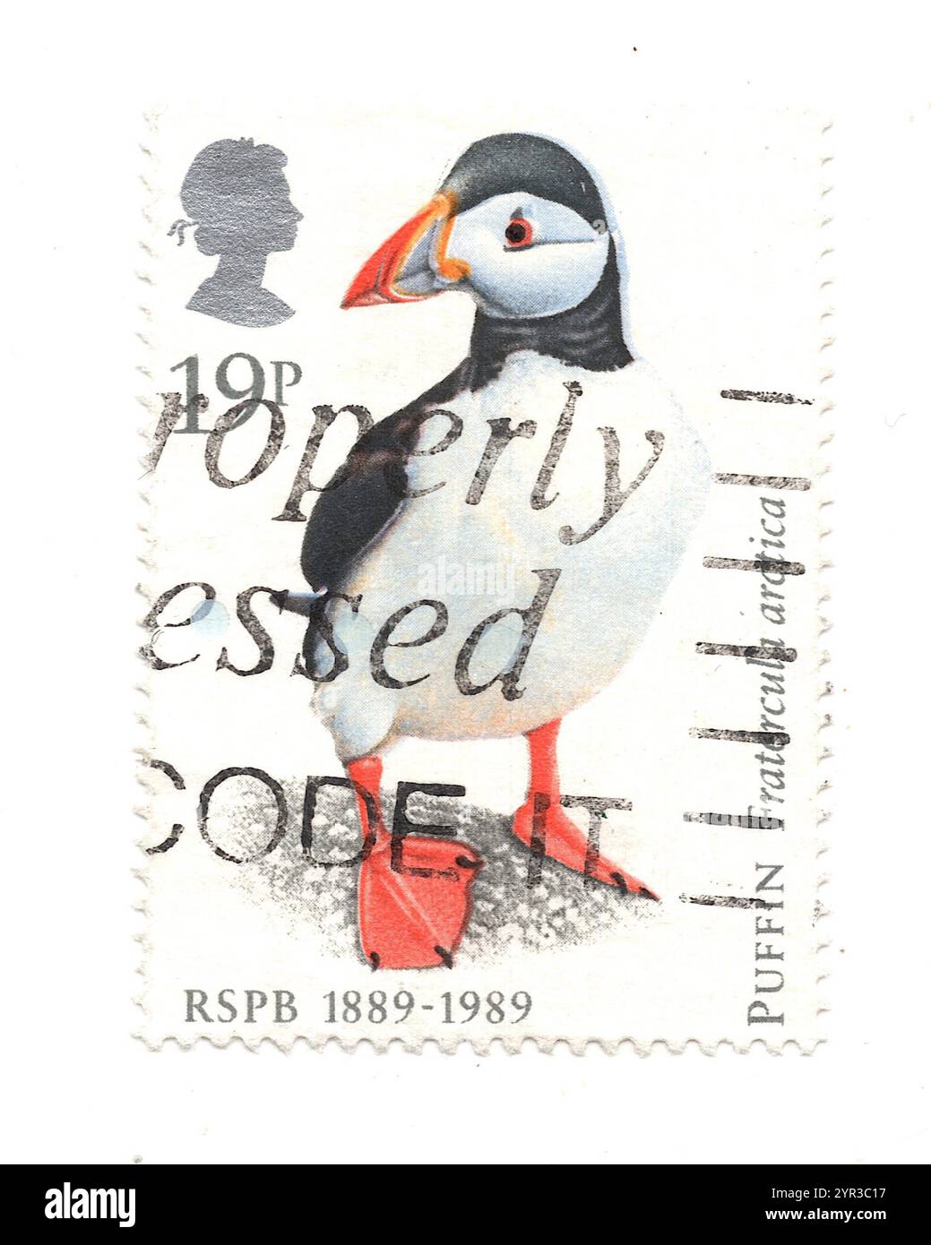 A vintage RSPB postage stamp from Great Britain featuring a Puffin ...