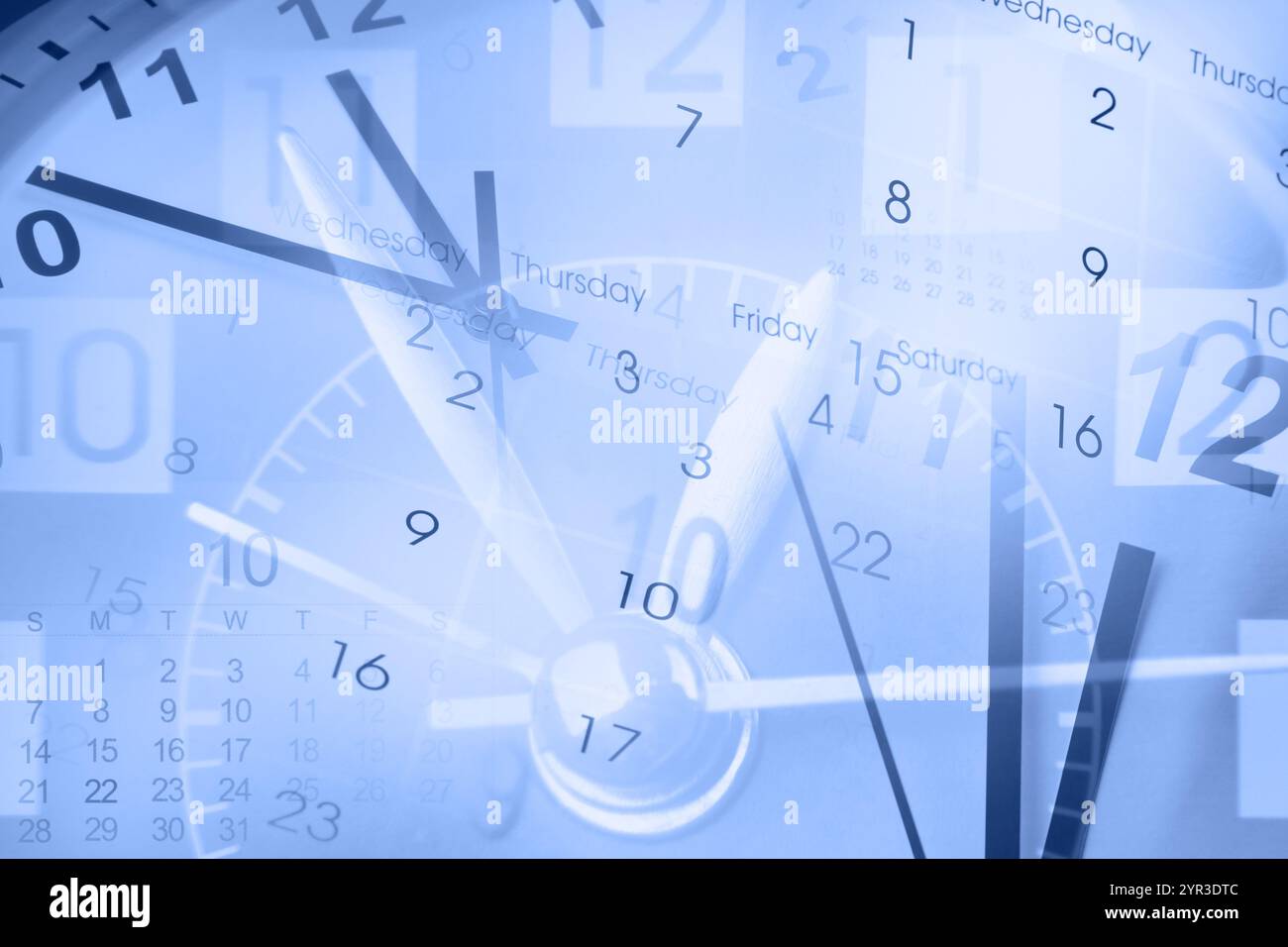 Clocks and calendars blue time composite time management Stock Photo ...