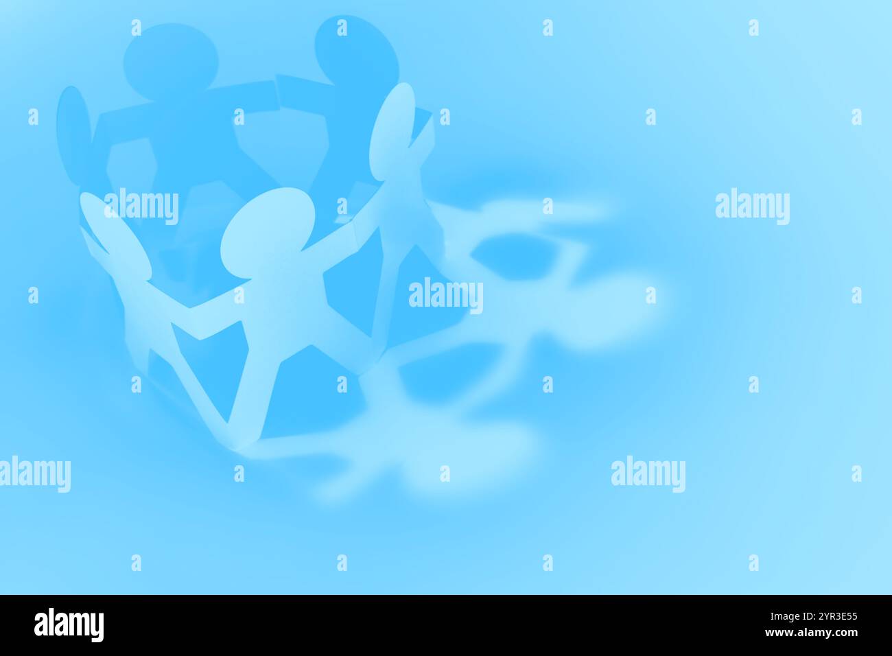 Team of paper chain people united together holding hands Stock Photo ...