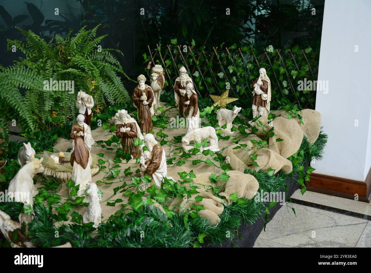 Nativity scene with representation of the birth of Jesus Stock Photo ...