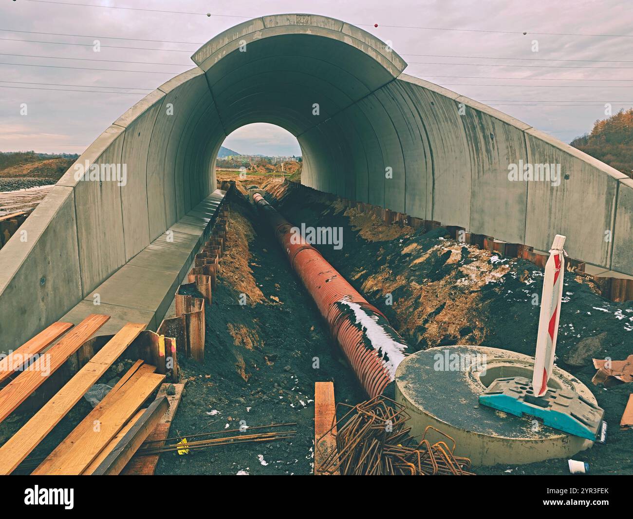 Sewer Pipe or Storm Drain. Inside a sewer pipe or storm drain. Building ...