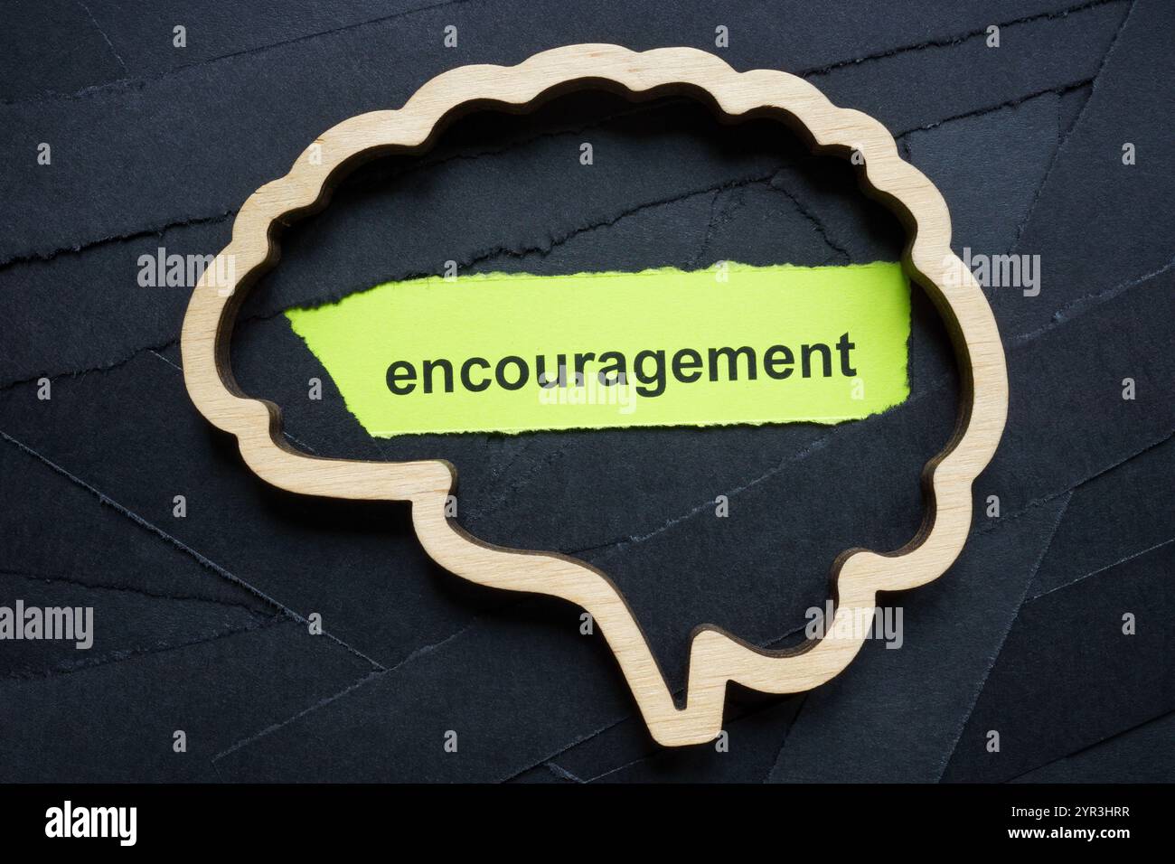 Brain with the word encouragement. Positive thinking concept Stock ...