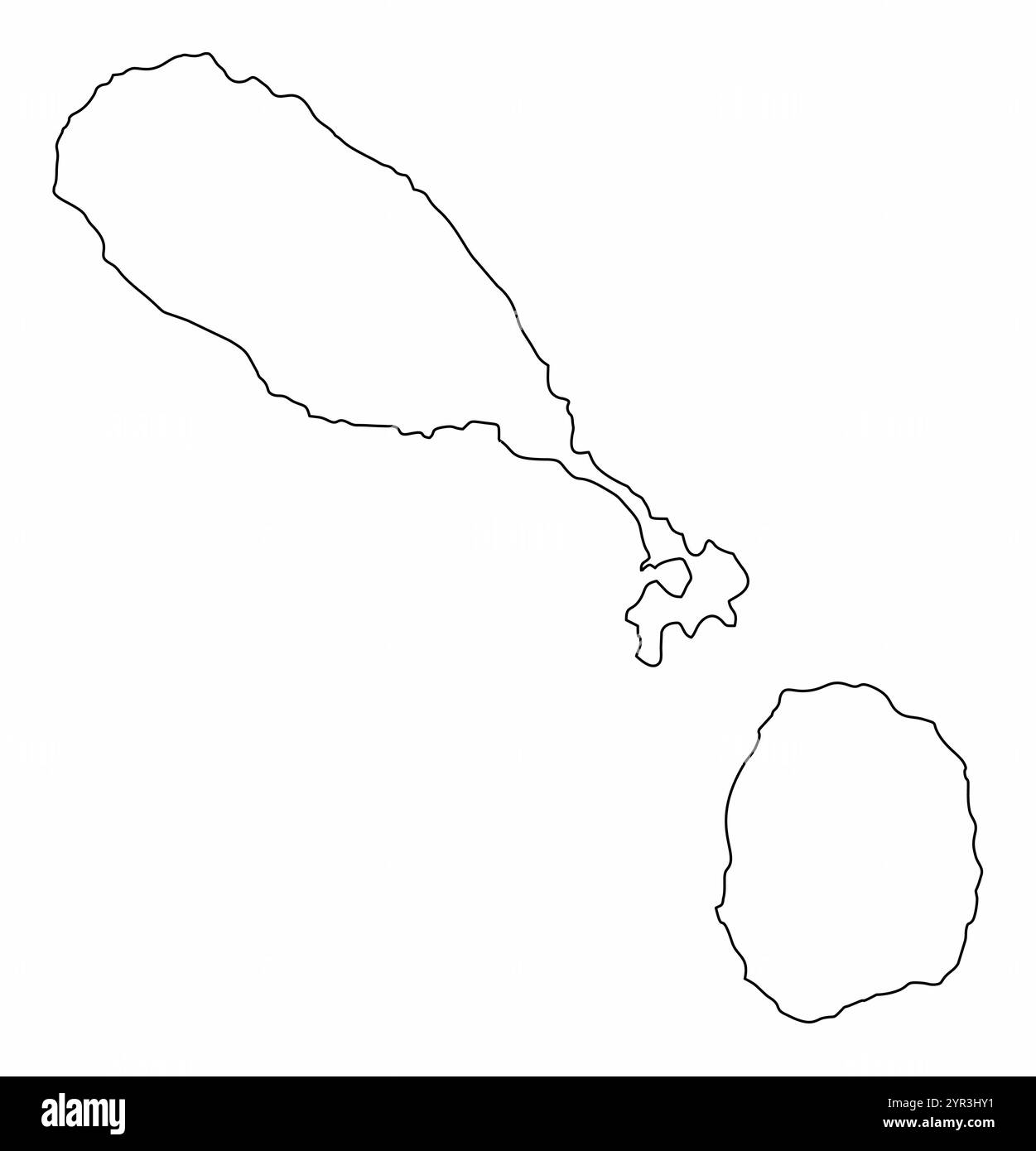 Saint Christopher and Nevis outline map isolated on white background ...