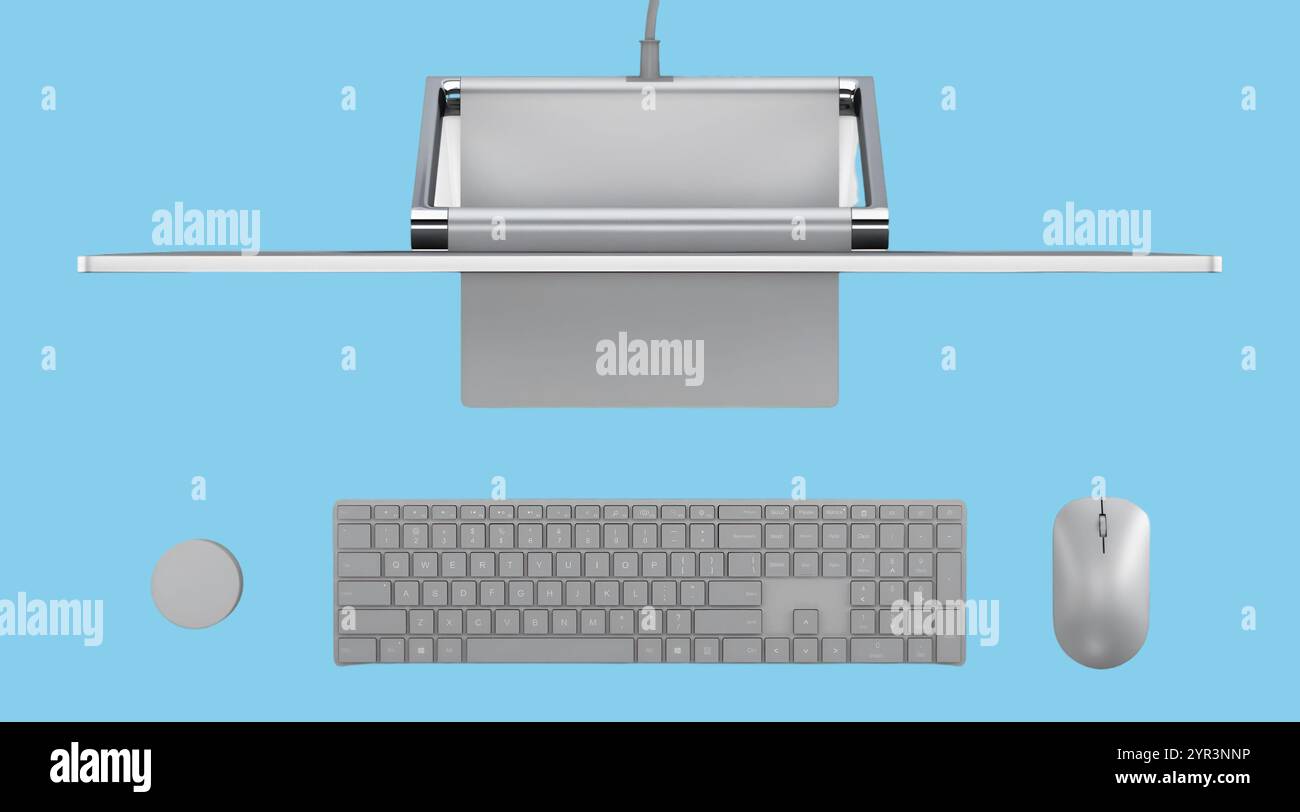 A Sleek Modern Workspace Setup Featuring A Keyboard Mouse And A