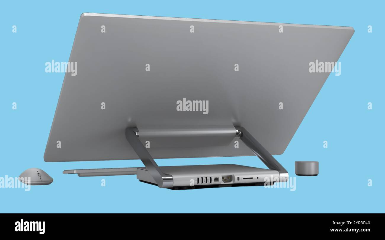 A sleek, modern all-in-one computer setup with mouse and stylus Stock ...