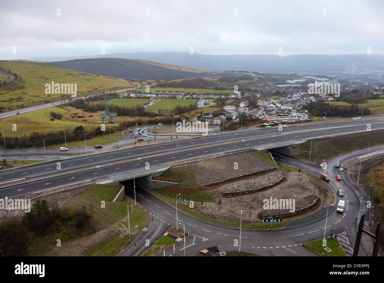 Aerial view of the construction of the new A465 Dual Carriageway at ...