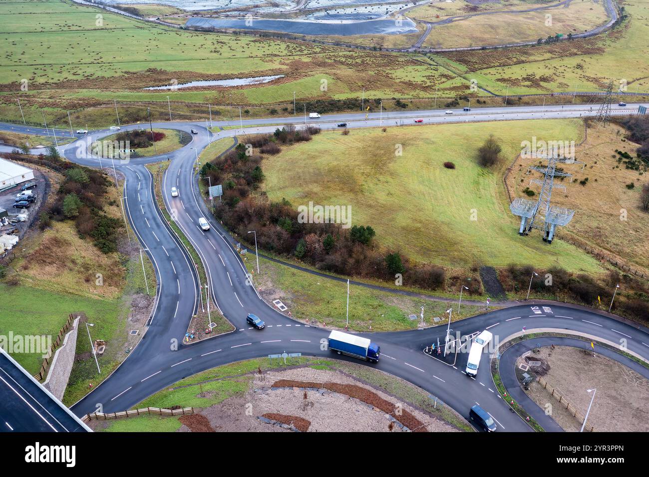 Aerial view of the construction of the new A465 Dual Carriageway at ...