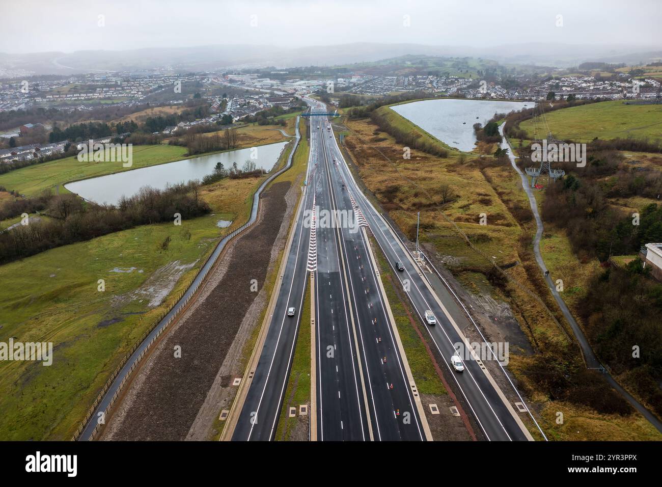 Aerial view of the construction of the new A465 Dual Carriageway at ...