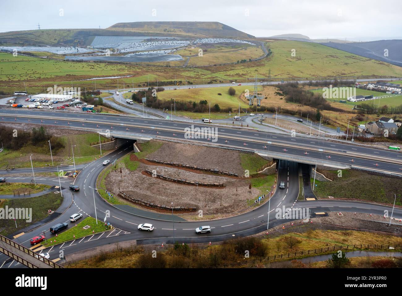 Aerial view of the construction of the new A465 Dual Carriageway at ...