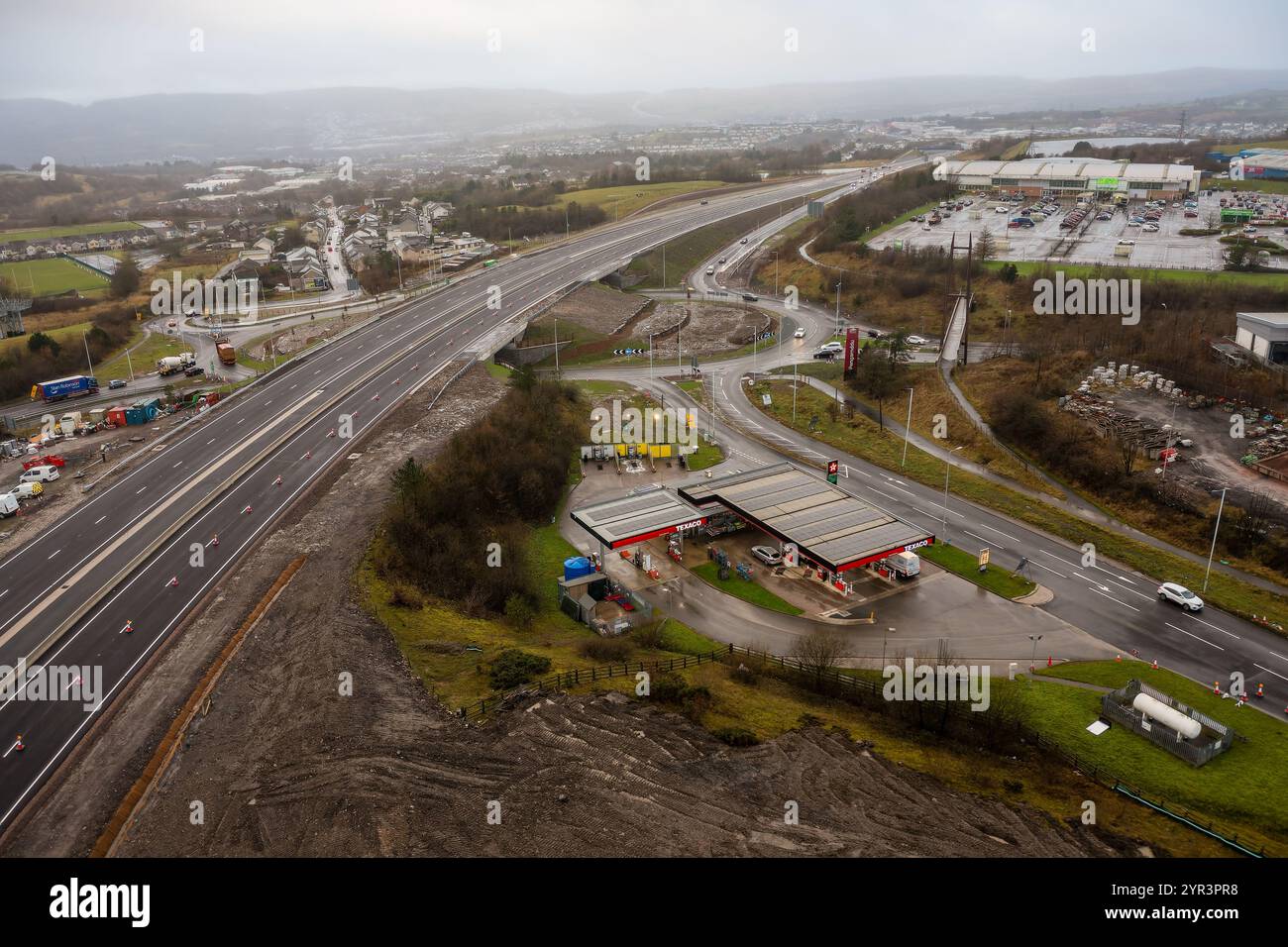 Aerial view of the construction of the new A465 Dual Carriageway at ...