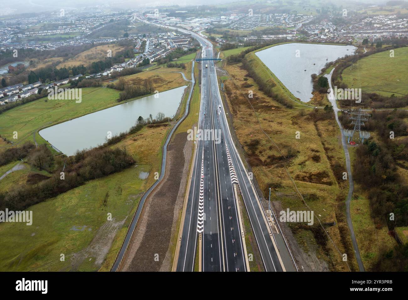 Aerial view of the construction of the new A465 Dual Carriageway at ...