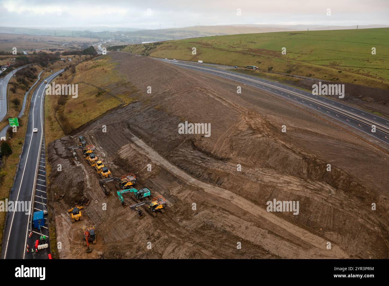 Aerial view of the construction of the new A465 Dual Carriageway at ...