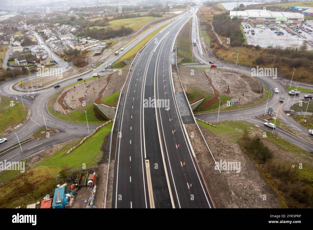 Aerial view of the construction of the new A465 Dual Carriageway at ...