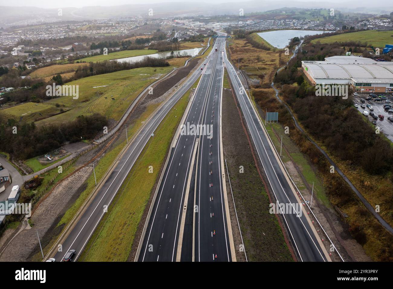 Aerial view of the construction of the new A465 Dual Carriageway at ...
