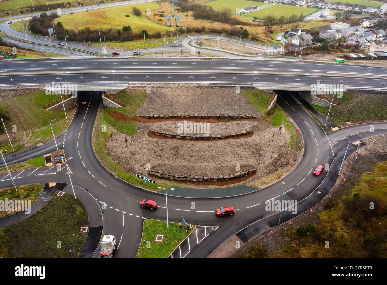 Aerial view of the construction of the new A465 Dual Carriageway at ...