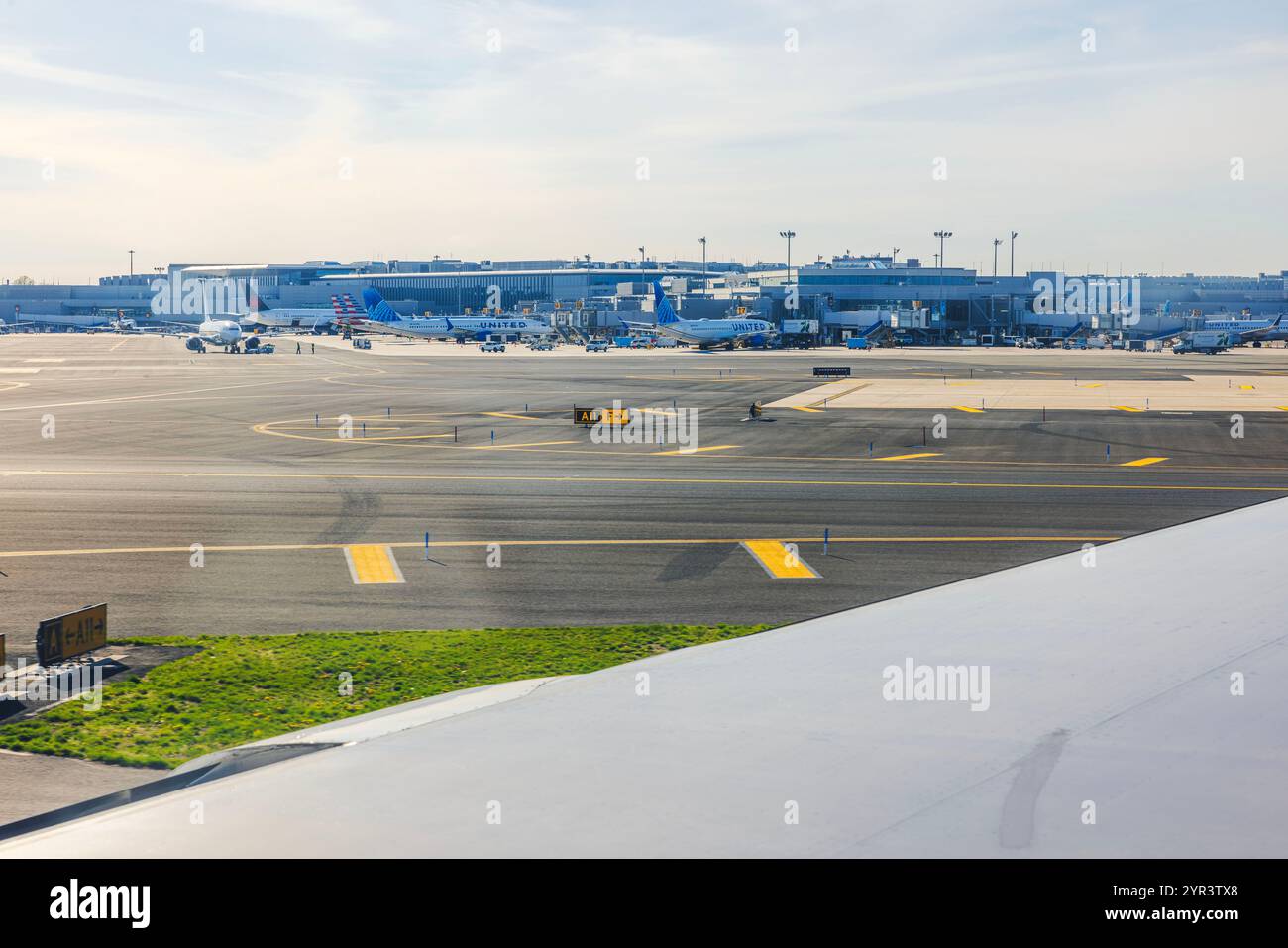 Wide view of Newark Liberty International Airport terminal with ...