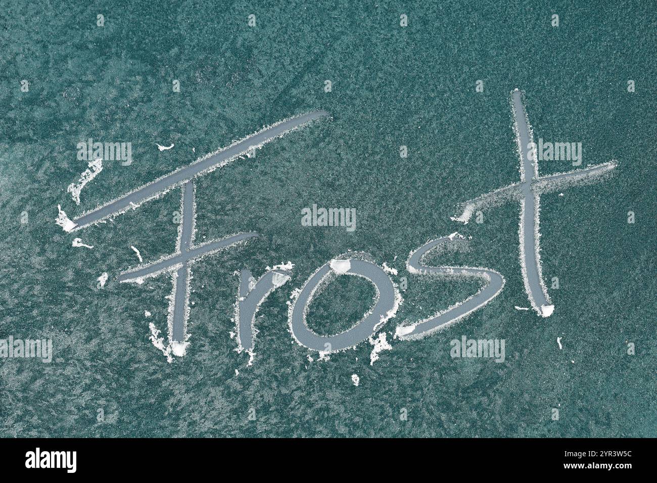 Frost written into frozen windscreen hi-res stock photography and ...