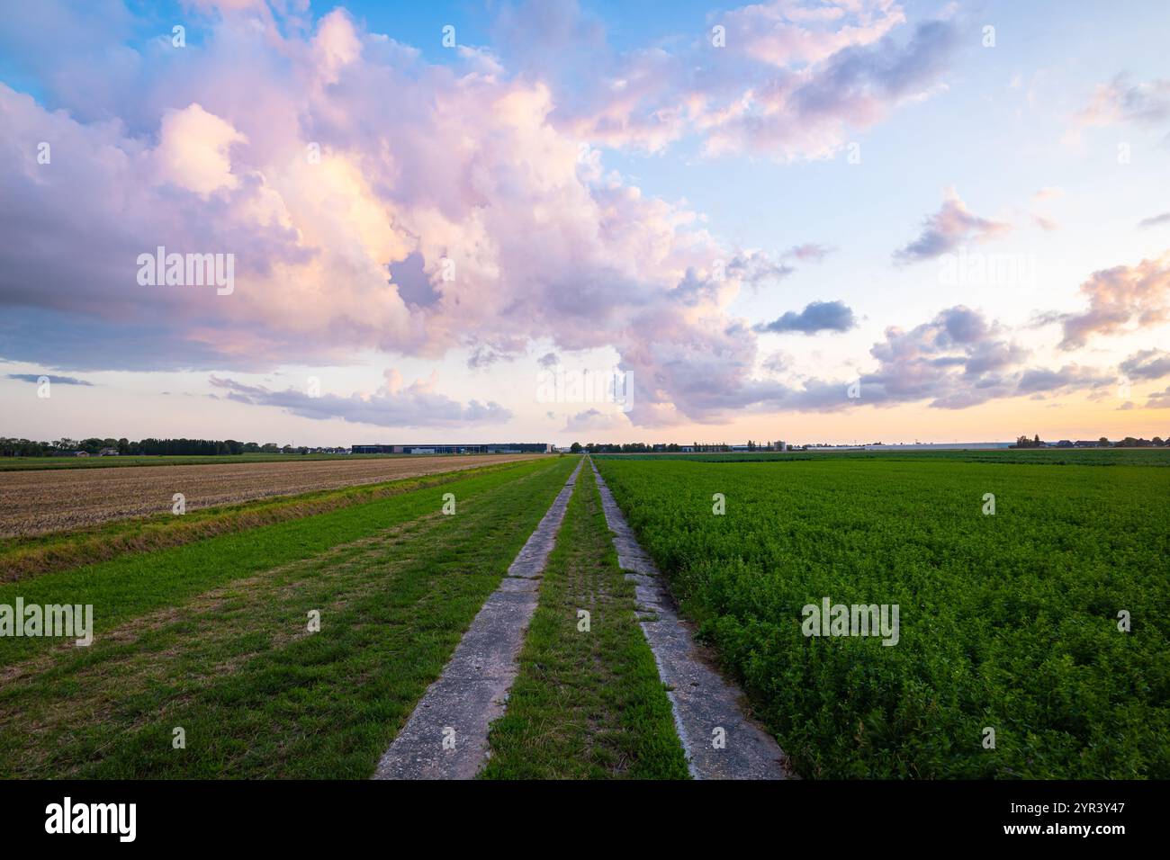 Perspective image of a country road disappearing into the distance with ...