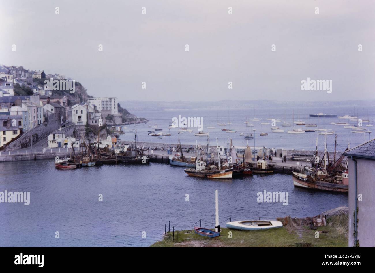 Historical photo of Brixham harbour with fishing boats in 1960s, Devon ...