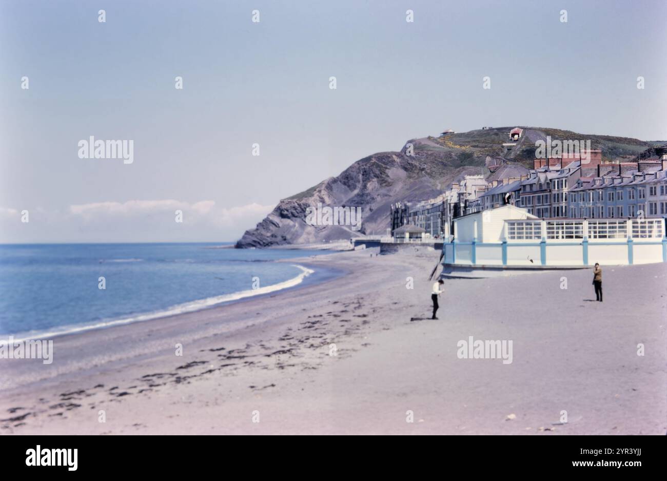 Historical photo of the beachfront in Aberystwyth with the cliff ...
