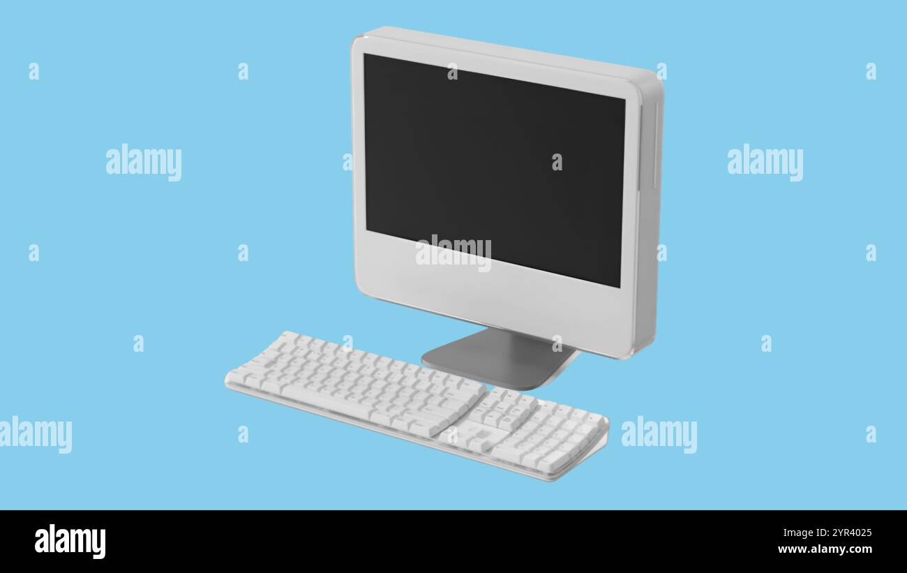 A sleek, modern desktop computer with a keyboard, designed for ...