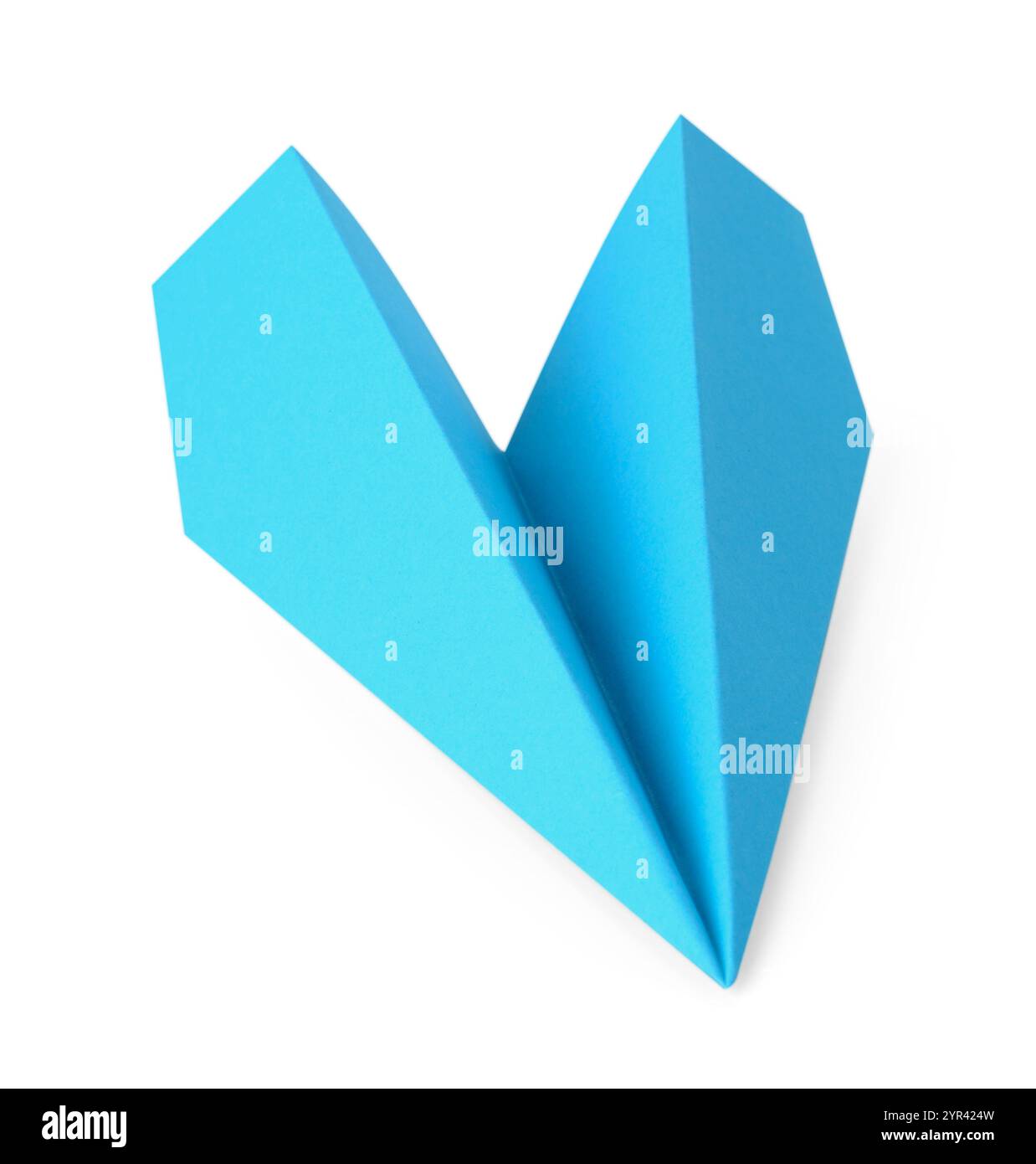One handmade light blue paper plane isolated on white Stock Photo - Alamy