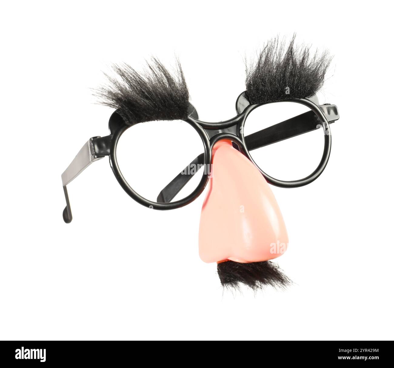 Funny eyeglasses with fake nose, mustache and eyebrows isolated on ...