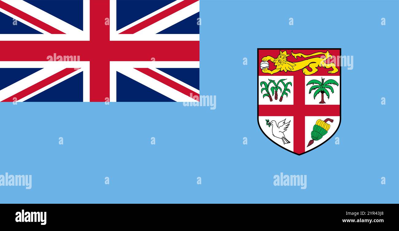 Fiji flag in official colors, dimensions and aspect ratio. Vector flag ...