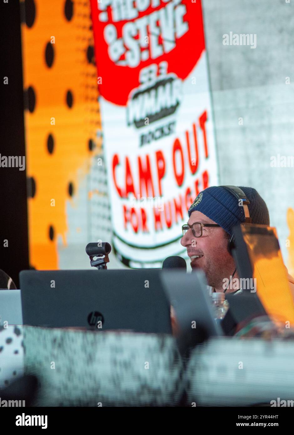 Nick McIlwain speaks on air during Camp Out For Hunger Day One Monday, December 02, 2024 in ...