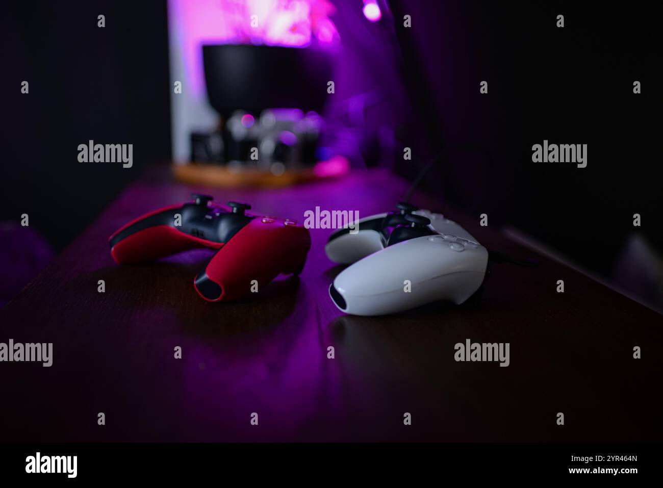 Retro neon game controller. Gamepad for games. Sci-fi Cyber futuristic ...