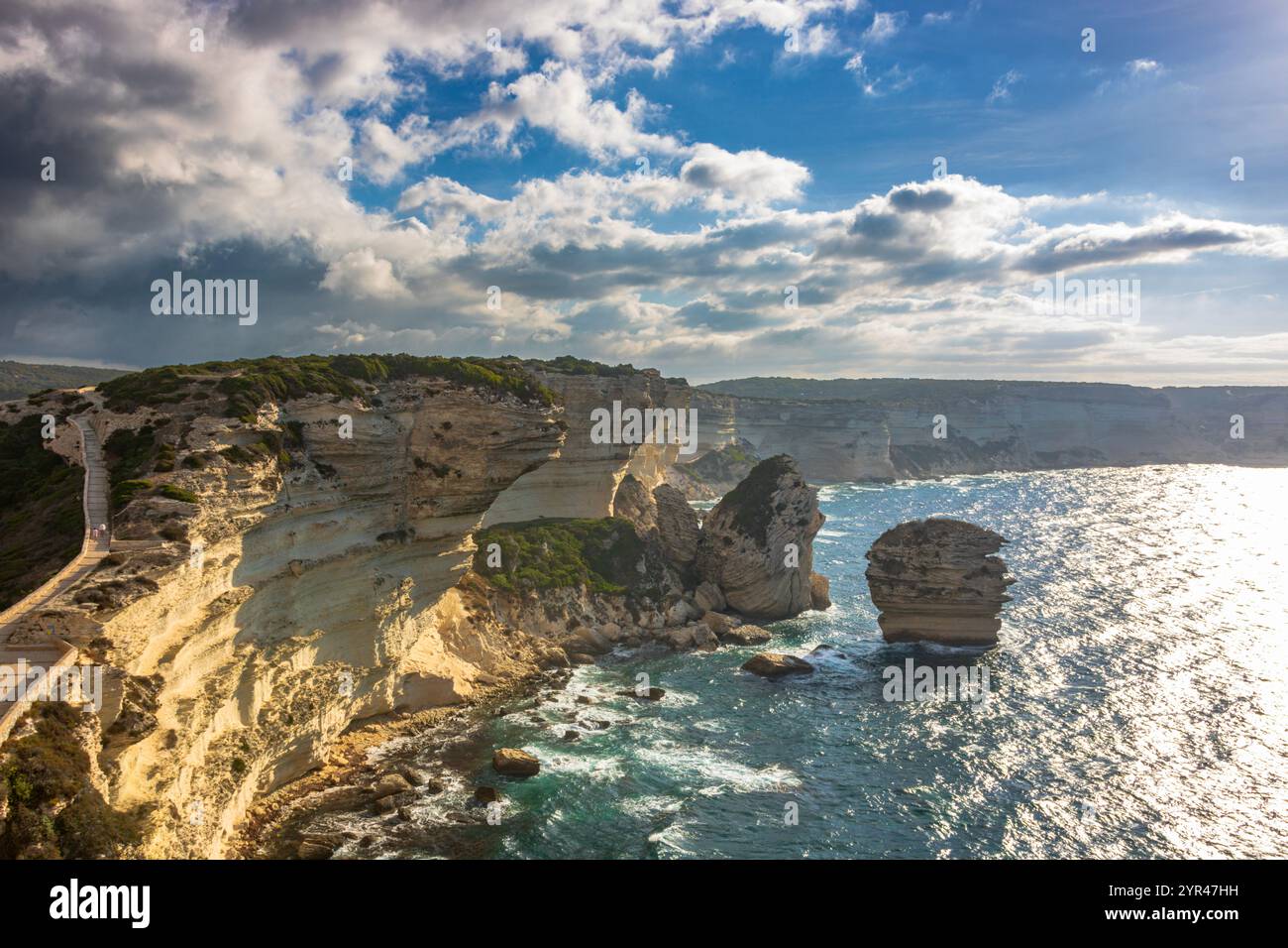 Bonifacio town, medieval citadel in Corsica Island, France Stock Photo ...