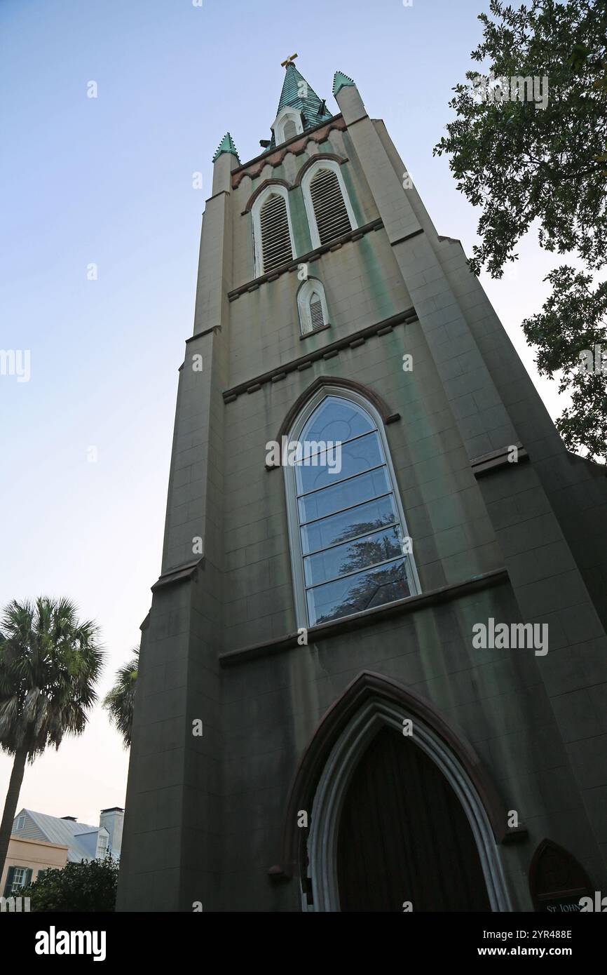 The tower of St John's Episcopal Church, Savannah, Georgia Stock Photo ...
